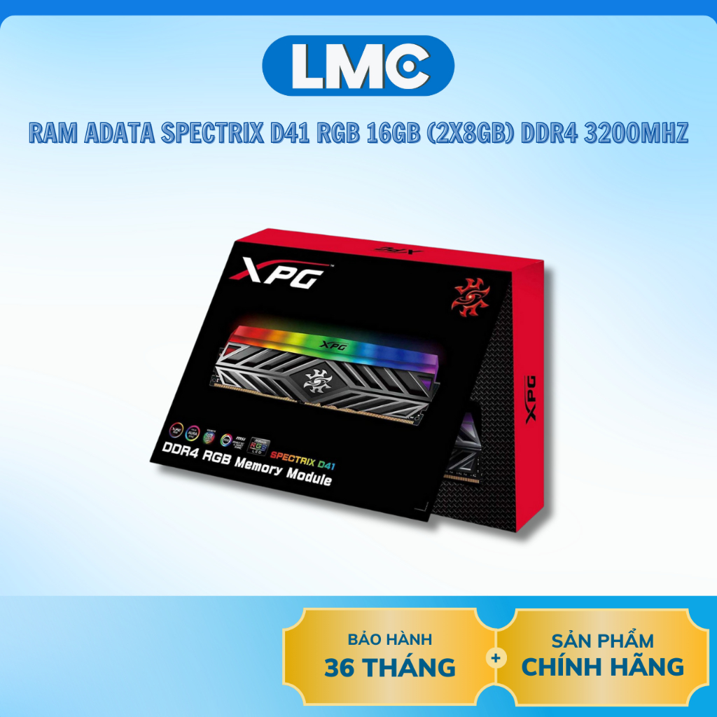 RAM ADATA Spectrix D41 RGB 16GB (2x8GB) DDR4 3200Mhz (AX4U32008G16A ...