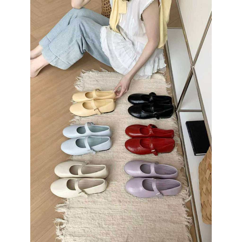 𝐁𝐥𝐚𝐮𝐞𝐁𝐥𝐮𝐦𝐞🦋👡 Clair Flats 👡 - Giày ballet basic trơn quai cài - Form cổ ...