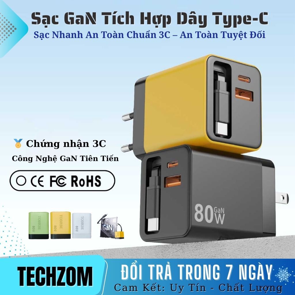 Sạc Nhanh GaN Đa Năng Type-C Kéo Rút – Sạc Nhanh An Toàn Chuẩn 3C, CE, FCC – Bảo Vệ Thiết Bị ...
