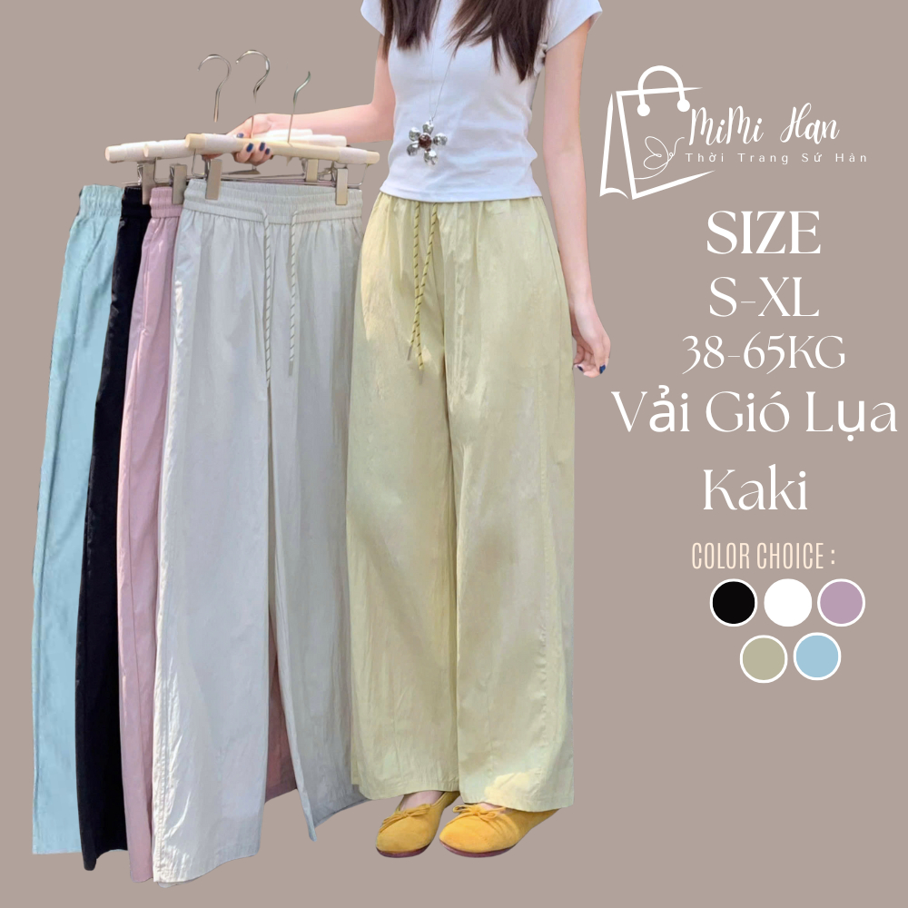 (Hàng Chuẩn) Quần Nữ Ống Rộng Vải Gió Lụa Cao Cấp Cạp Chun Baggy | Quần ...