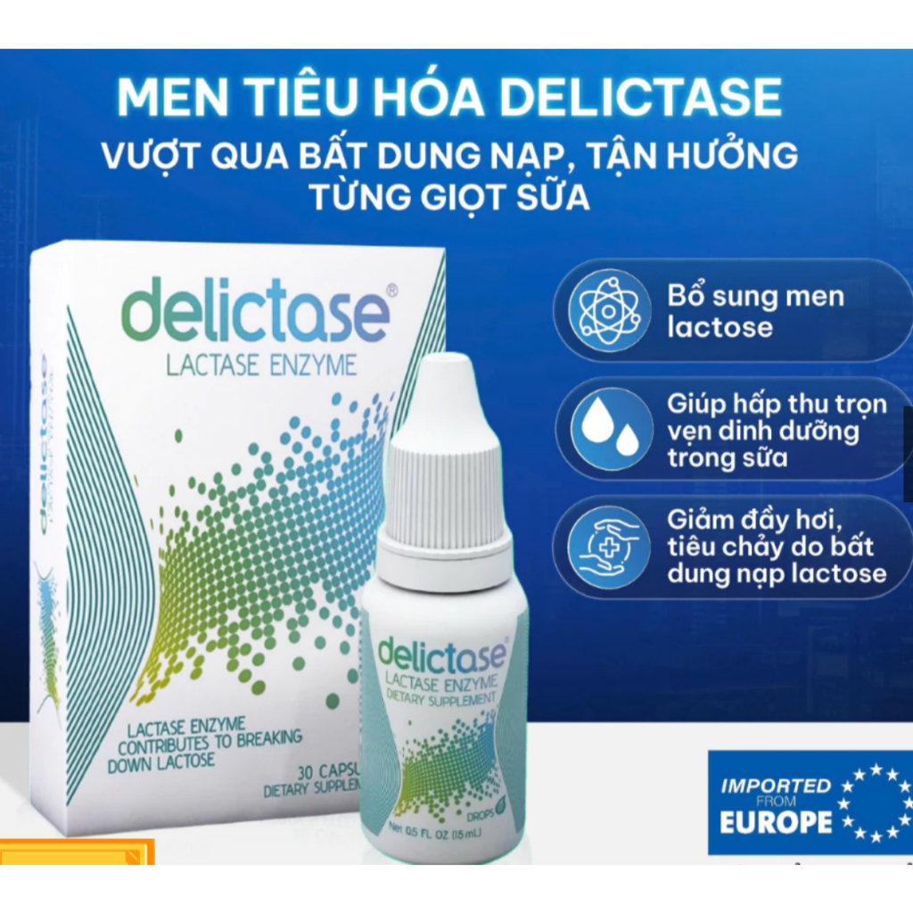 DELICTASE DROPS (Lactase Enzym 15ml,) Men tiêu hóa hỗ trợ ngừa tiêu ...