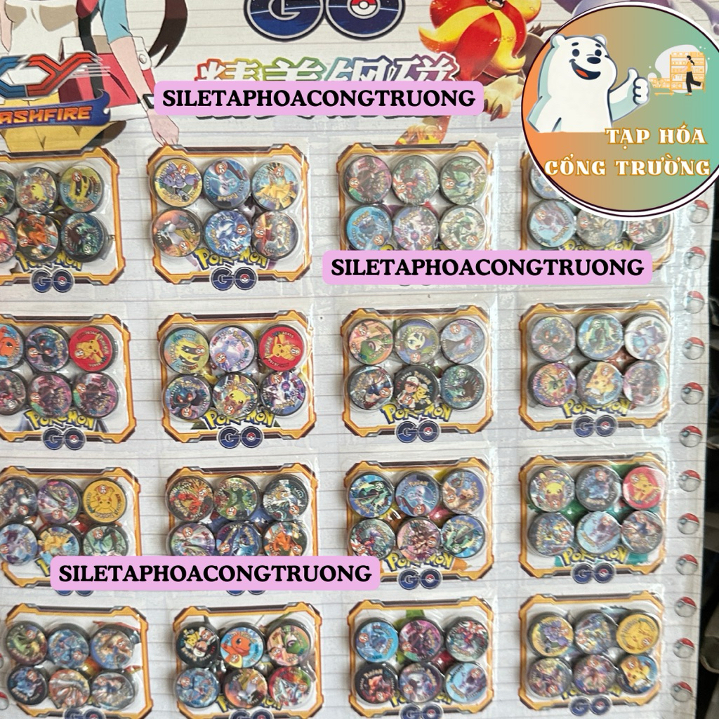 Sỉ vỉ 20 gói x 6 viên/ gói nam châm hình pokemon, nam châm tròn hình ...