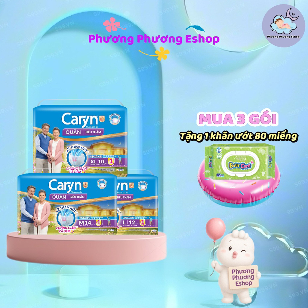 Tã bỉm quần Caryn siêu thấm, mỏng nhẹ mỏng thoáng dành cho người già ...