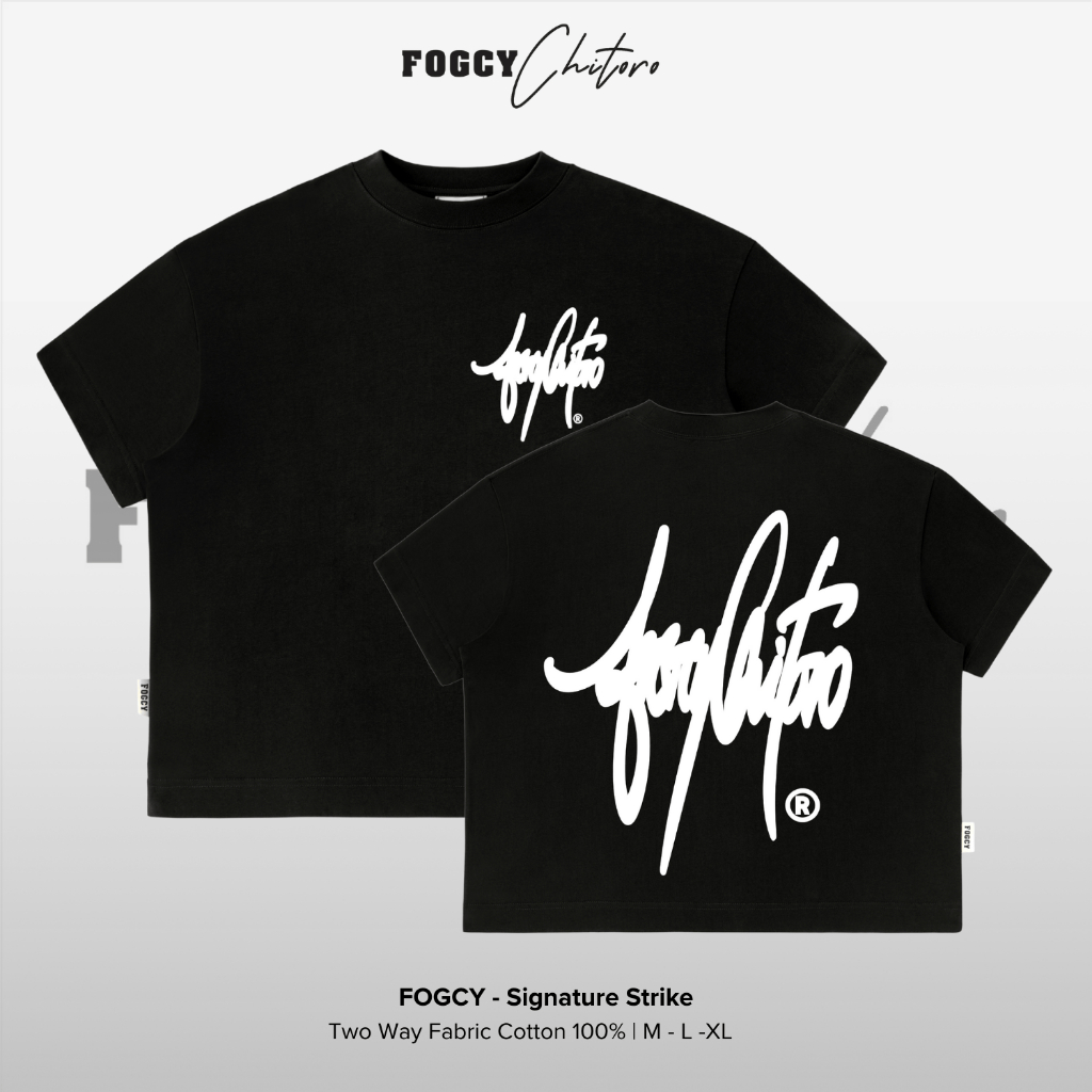 Áo thun boxy màu đen FOGCY CHITORO Signature Strike in Plastisol cao ...