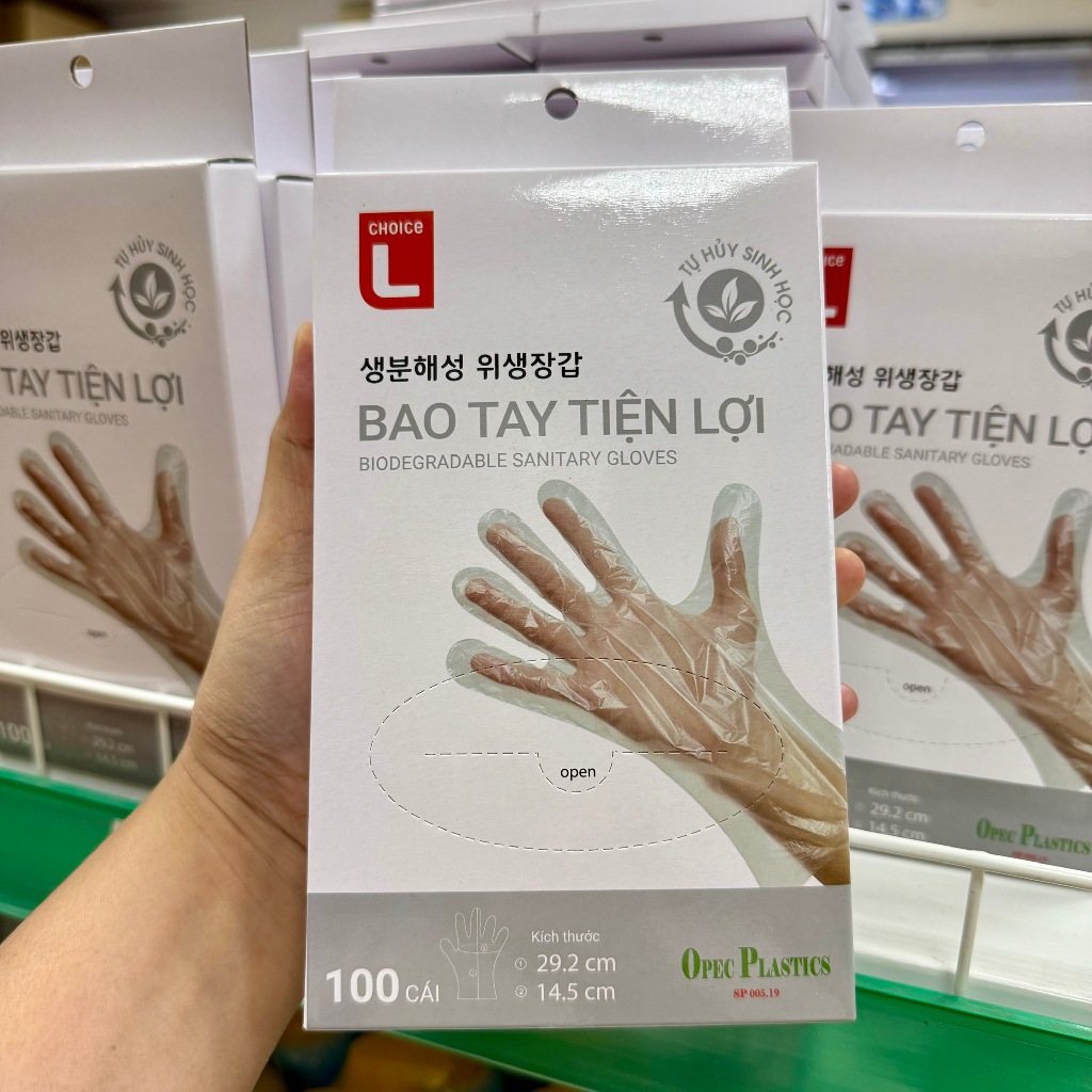 Găng Tay Tự Hủy Sinh Học STAHAUS/ LOTTE Choice L Hộp 100 cái (Bibistore ...