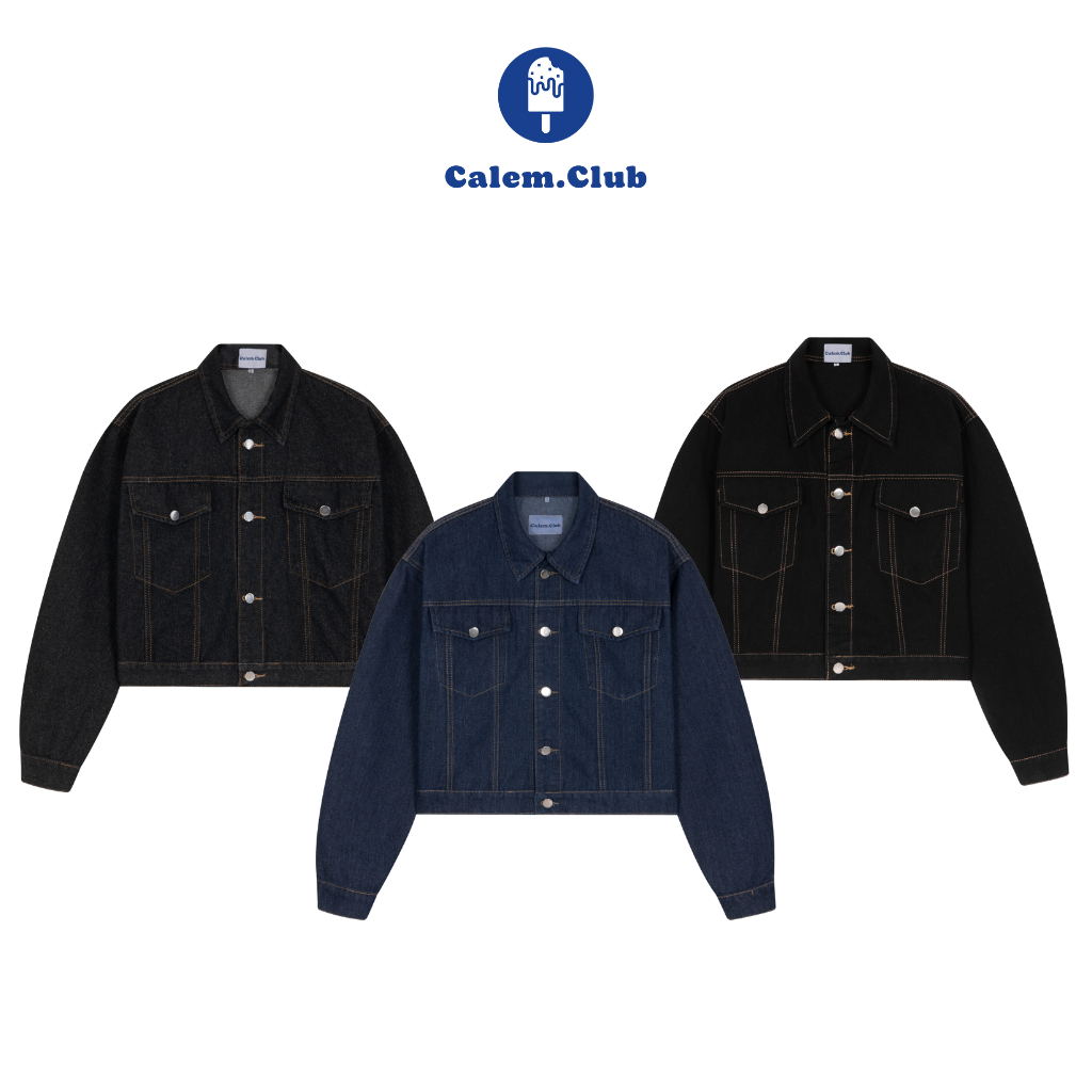 Áo khoác jean Ver 3 Calem Club form Nam Nữ chất denim có túi trong ...