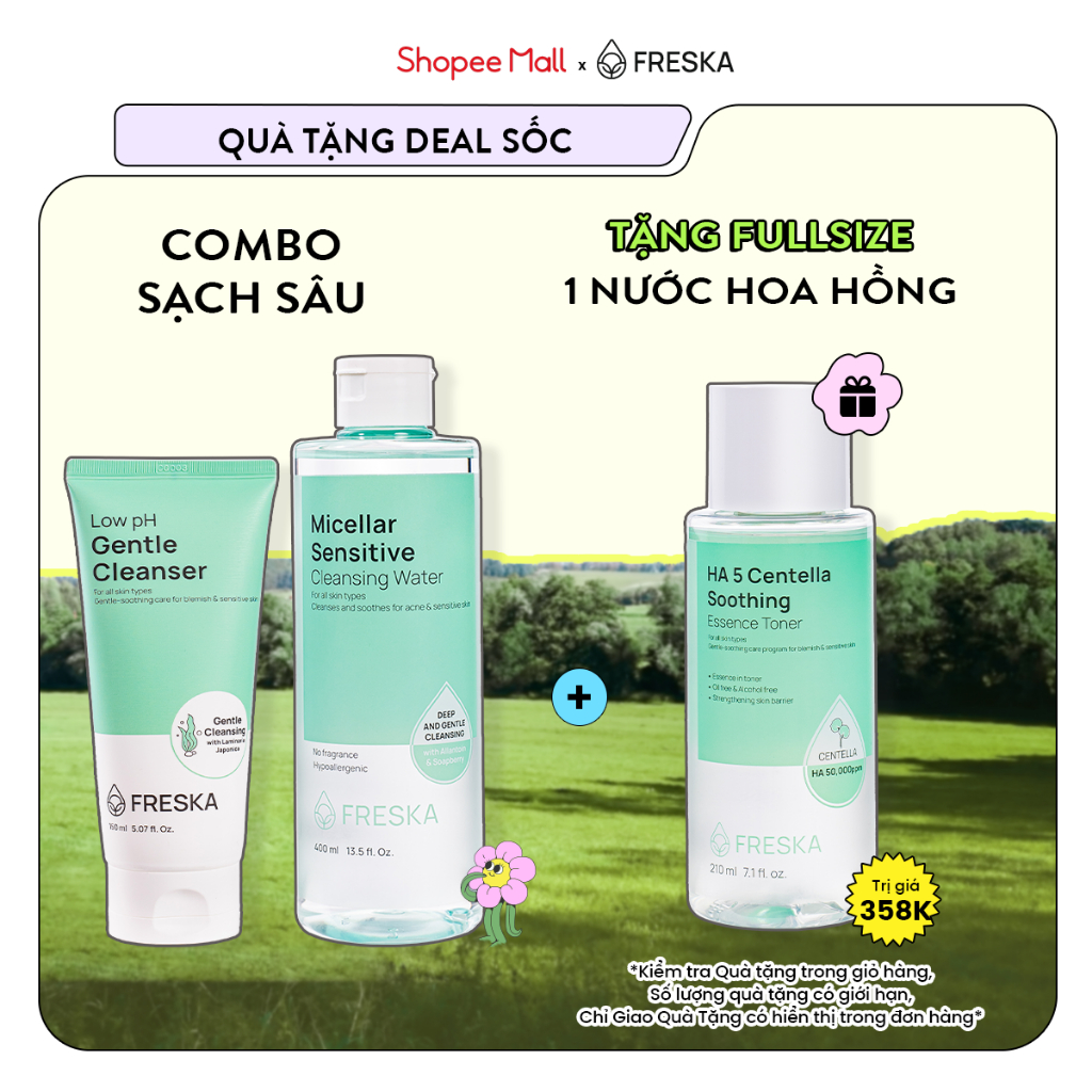 [Tặng Toner FullSize] Bộ đôi Nước tẩy trang Freska Micellaer 400ml ...