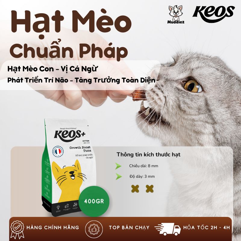 [Keos+ 400g] Hạt Cho Mèo Con - Phát Triển Trí Não - Tăng Hệ Miễn Dịch ...