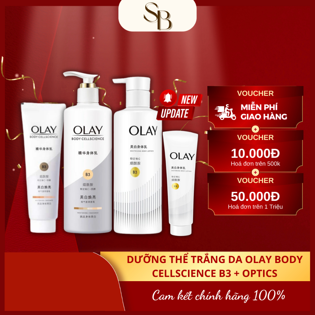 (Mẫu Mới Nhất) Dưỡng Thể Trắng Da Olay Body Cellscience B3 + Optics 90g ...