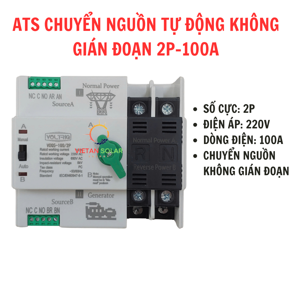 Ats chuyển nguồn tự động, ats đảo chiều tự động 2P-100A | Shopee Việt Nam