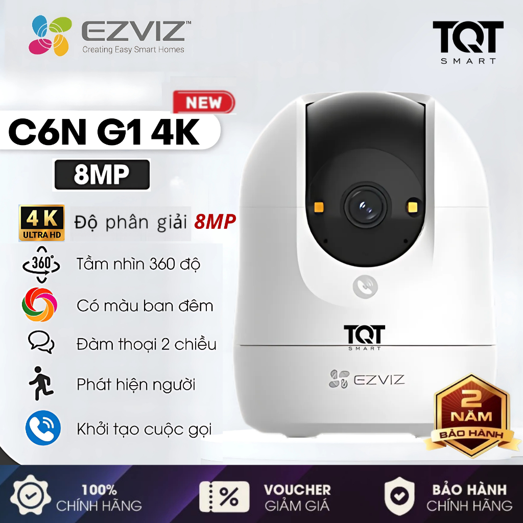 Camera Wifi Trong Nhà Ezviz C6N G1 4K 8MP/ H6C G1 4K 8MP/ C6N PRO 3MP ...