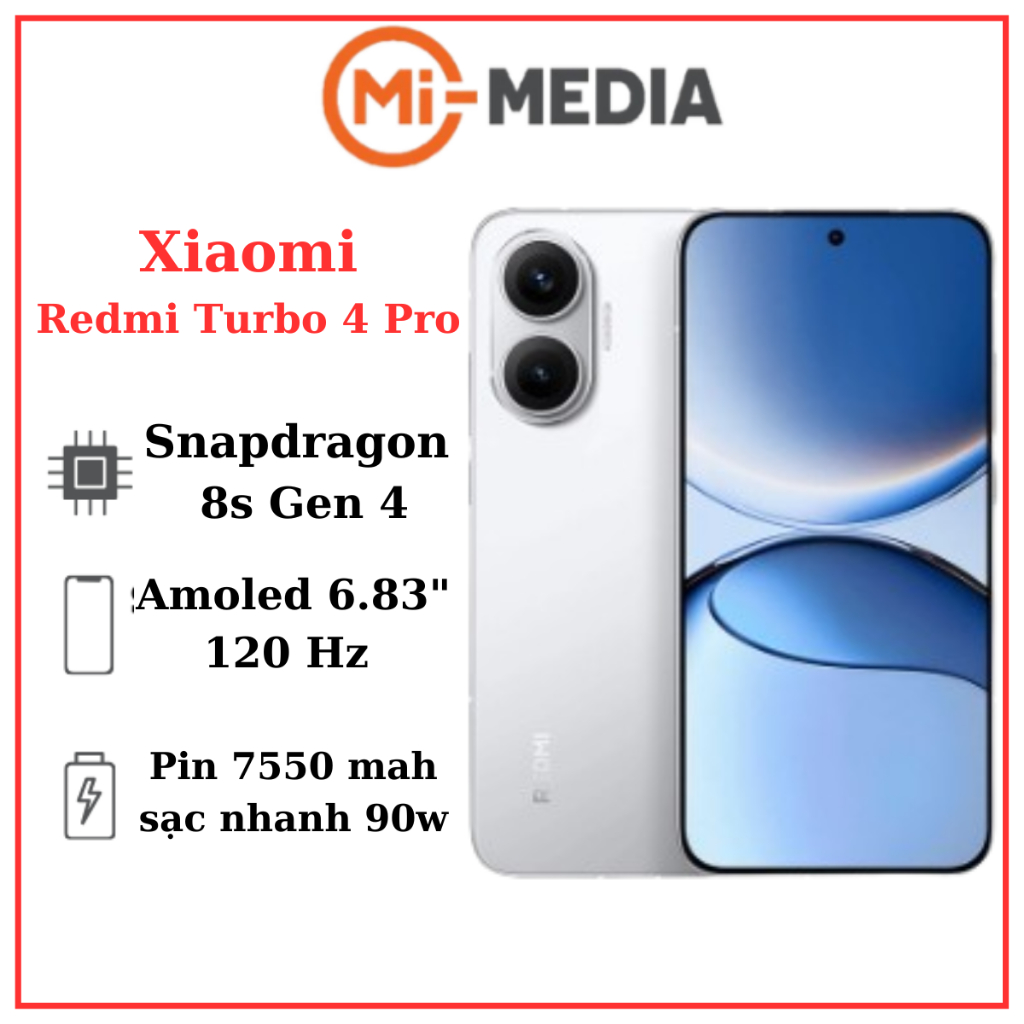 Điện thoại Xiaomi REDMI Turbo 4 Pro 5G Snapdragon 8s Gen 4 Pin 7550mAh Bh 12 tháng | Shopee Việt Nam