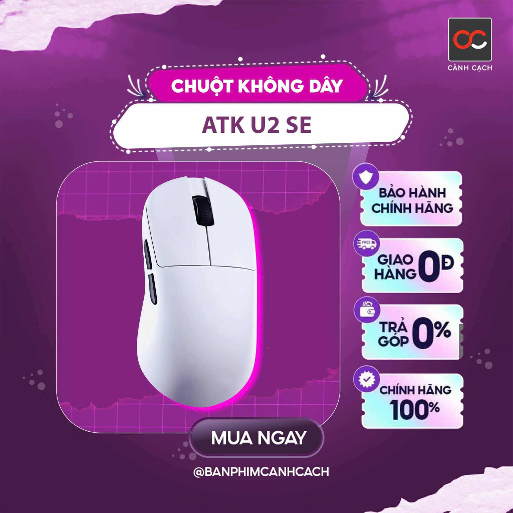 Chuột Gaming ATK U2 – Chuột Không Dây Nhẹ 44g, Cảm Biến PAW3950 Ultra, Polling Rate 8000Hz ...