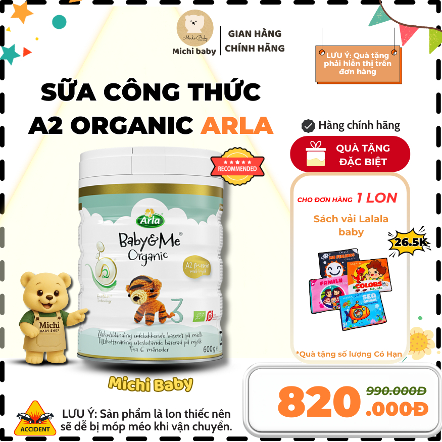 Michibaby- Sữa Arla Baby&Me A2 Organic Cao Cấp Từ Đan Mạch số 1,2,3 hộp 600g- MC794 | Shopee ...