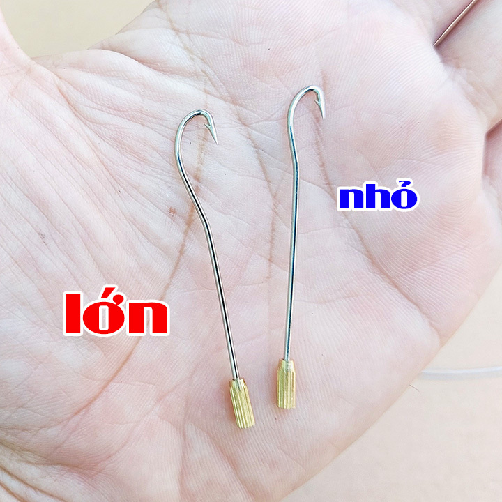Lưỡi câu hang lươn, bộ 2 lưỡi câu lớn nhỏ, dây thép sử dụng mồi giun ...