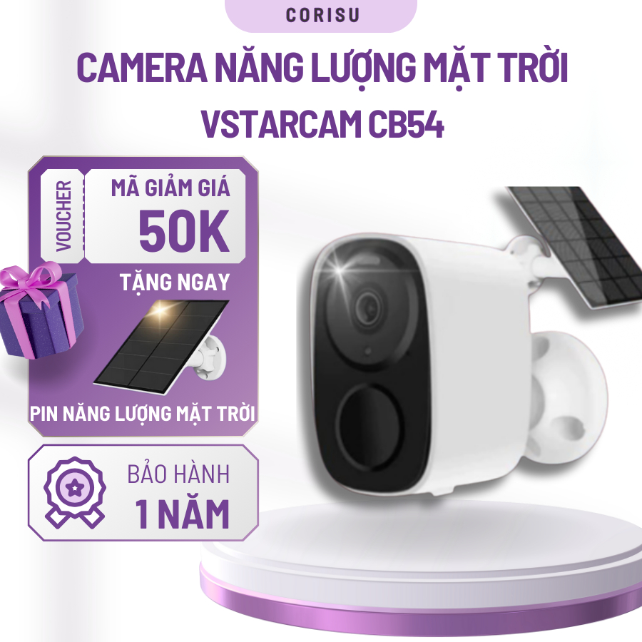 Camera Ngoài Trời VSTARCAM CB54 Wifi Corisu, Pin Năng Lượng Mặt Trời, Dung Lượng Pin Lớn 5000mAh ...