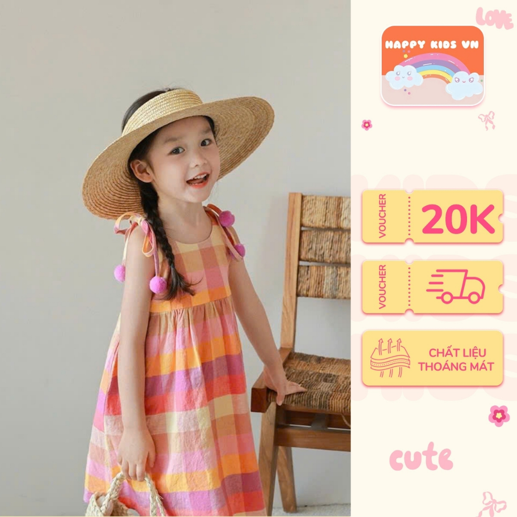 Váy 2 dây họa tiết caro cực xinh cho bé gái từ 8-45kg cao cấp Happy ...