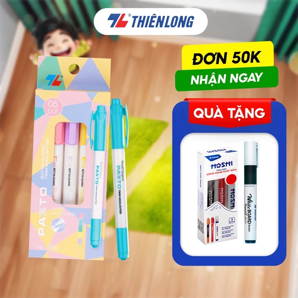Combo 5 Bút dạ quang 2 đầu màu Pastel Thiên Long Pazto HL-016 - Bút màu ...