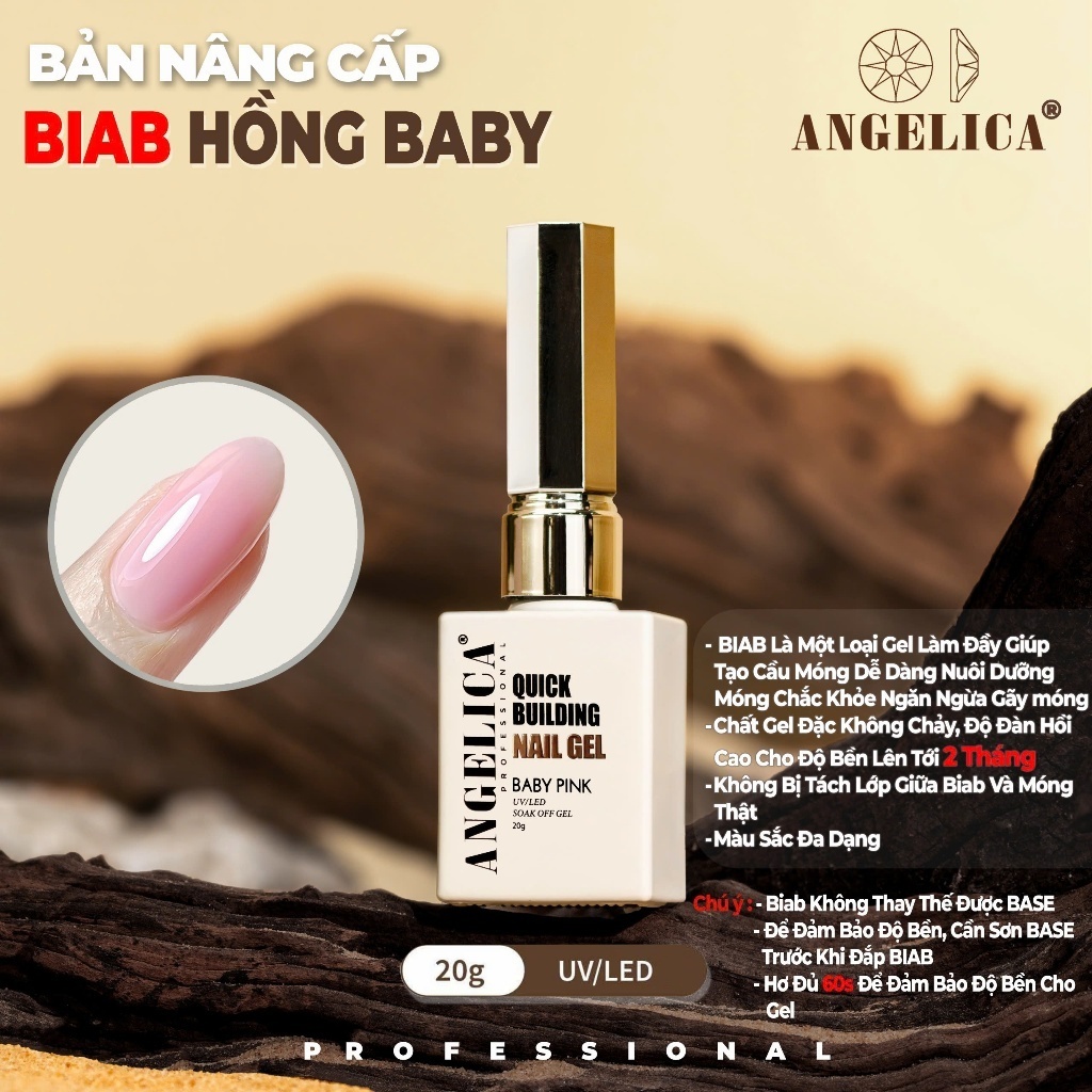 Gel Biab Màu Hồng Baby ANGELICA Chính Hãng Chai 20ml - Gel Biad Cao Cấp ...