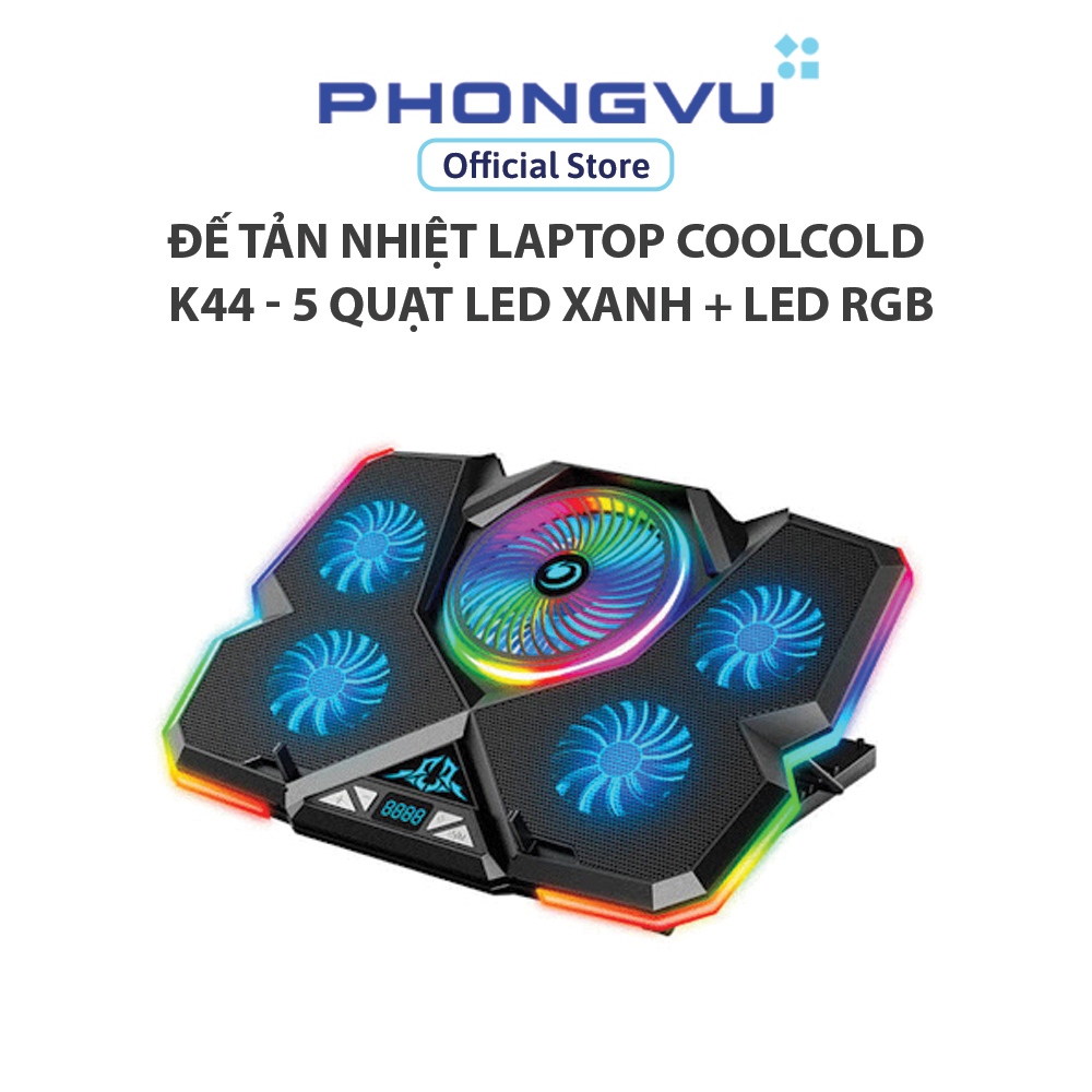 Đế tản nhiệt Laptop Coolcold K44 - 5 quạt led xanh + led RGB - Bảo hành 6 tháng | Shopee Việt Nam