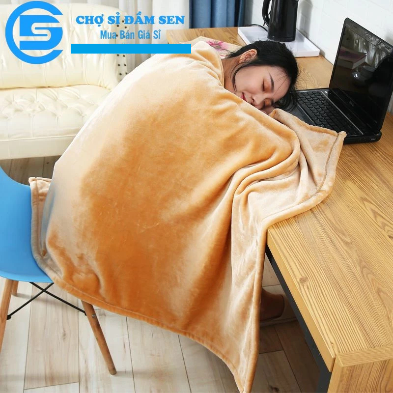 Mền tuyết nhung màu trơn siêu mịn, chăn ngủ trưa văn phòng êm nhẹ, đắp ...
