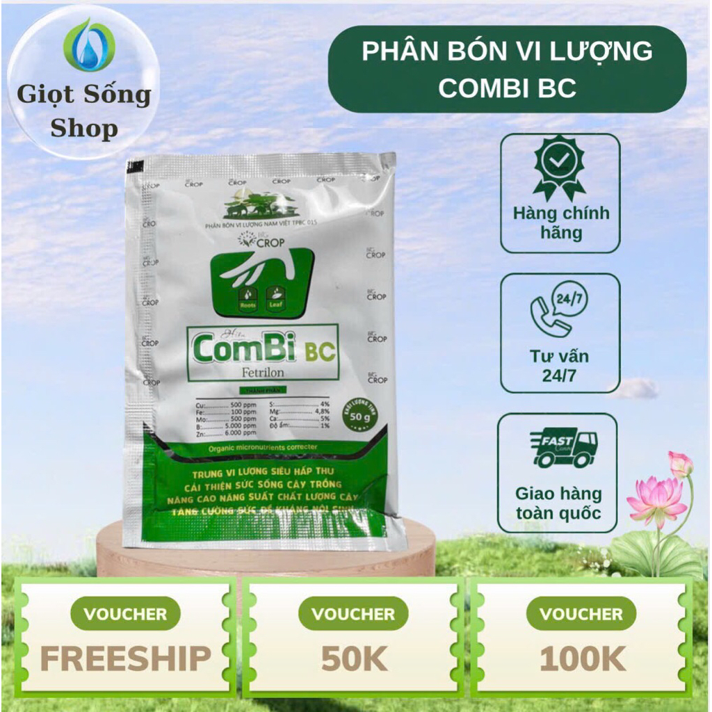Phân bón vi lượng Combi BC 50 gram (cải thiện sức sống cây trồng, nâng ...