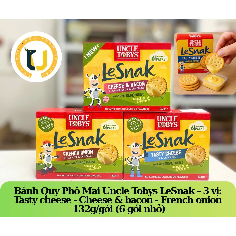 (HÀNG ÚC) Bánh quy kèm khay sốt chấm phô mai UNCLE TOBYS LESNAK Cheese ...