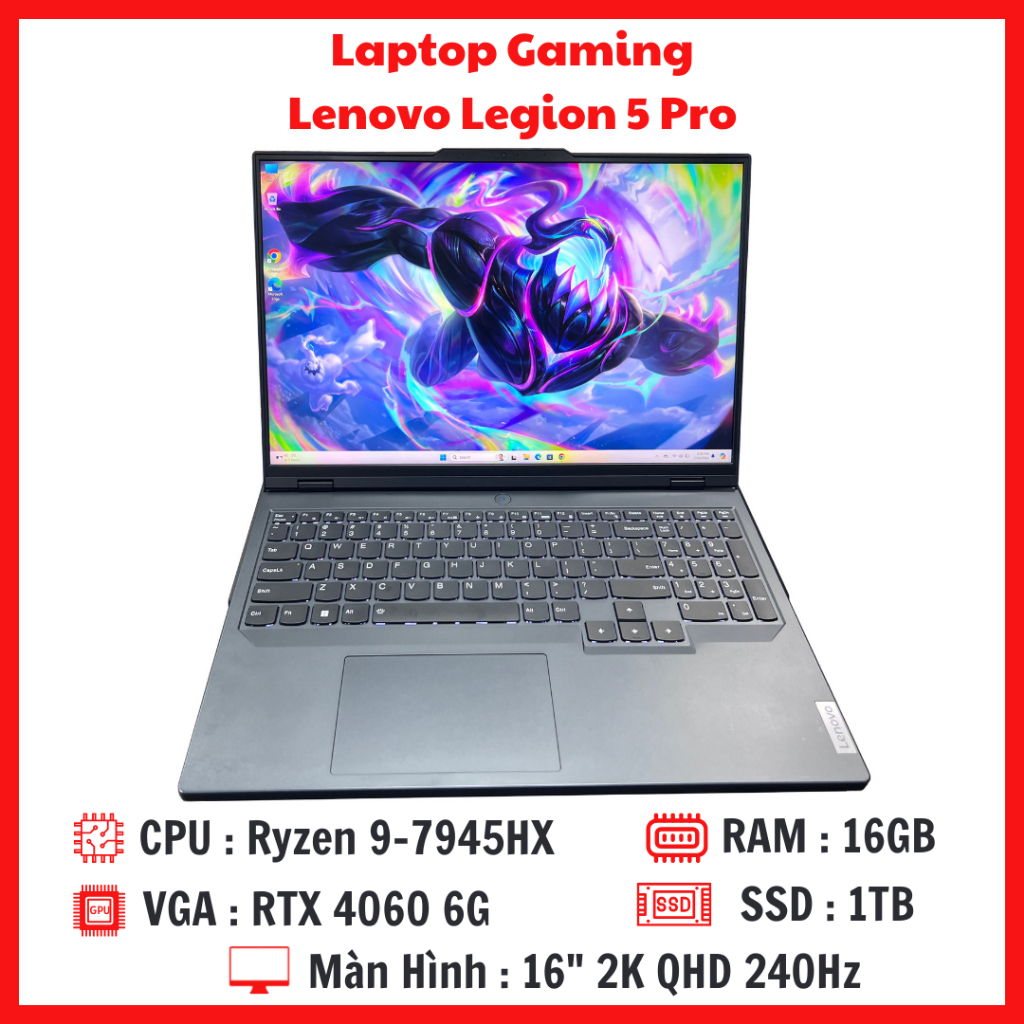 Laptop Lenovo Legion 5 Pro 2023 - Ryzen 9-7945HX RAM 16G SSD 512G RTX ...