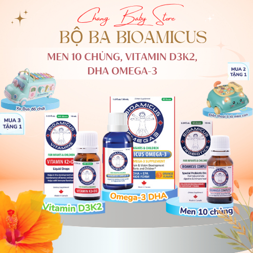 Bộ Ba Bioamicus - Men 10 Chủng, Vitamin D3K2, Dha Omega-3 Hỗ Trợ Toàn ...