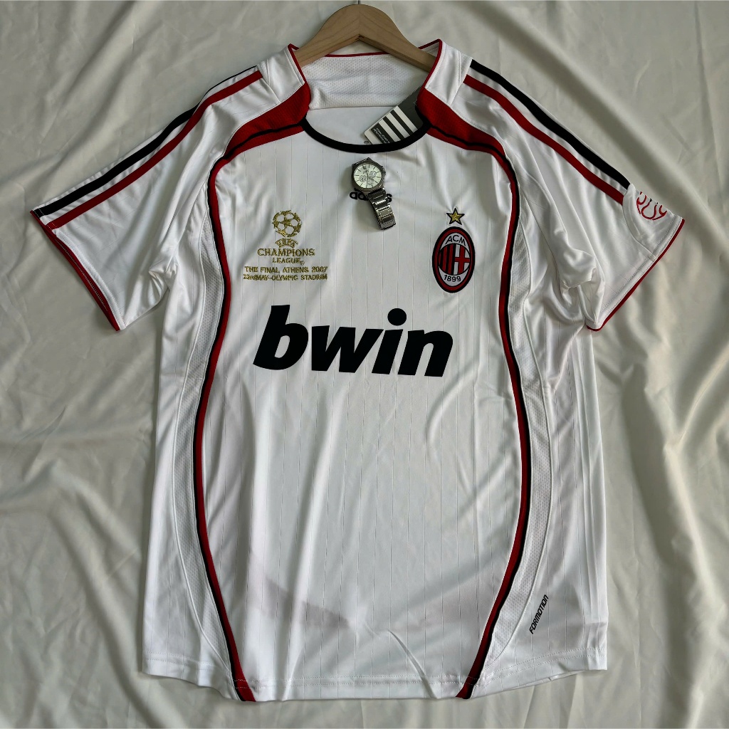 Áo bóng đá Retro A.C-Milan 2006/2007 MÀU TRẮNG vải Cotton Polyester ...