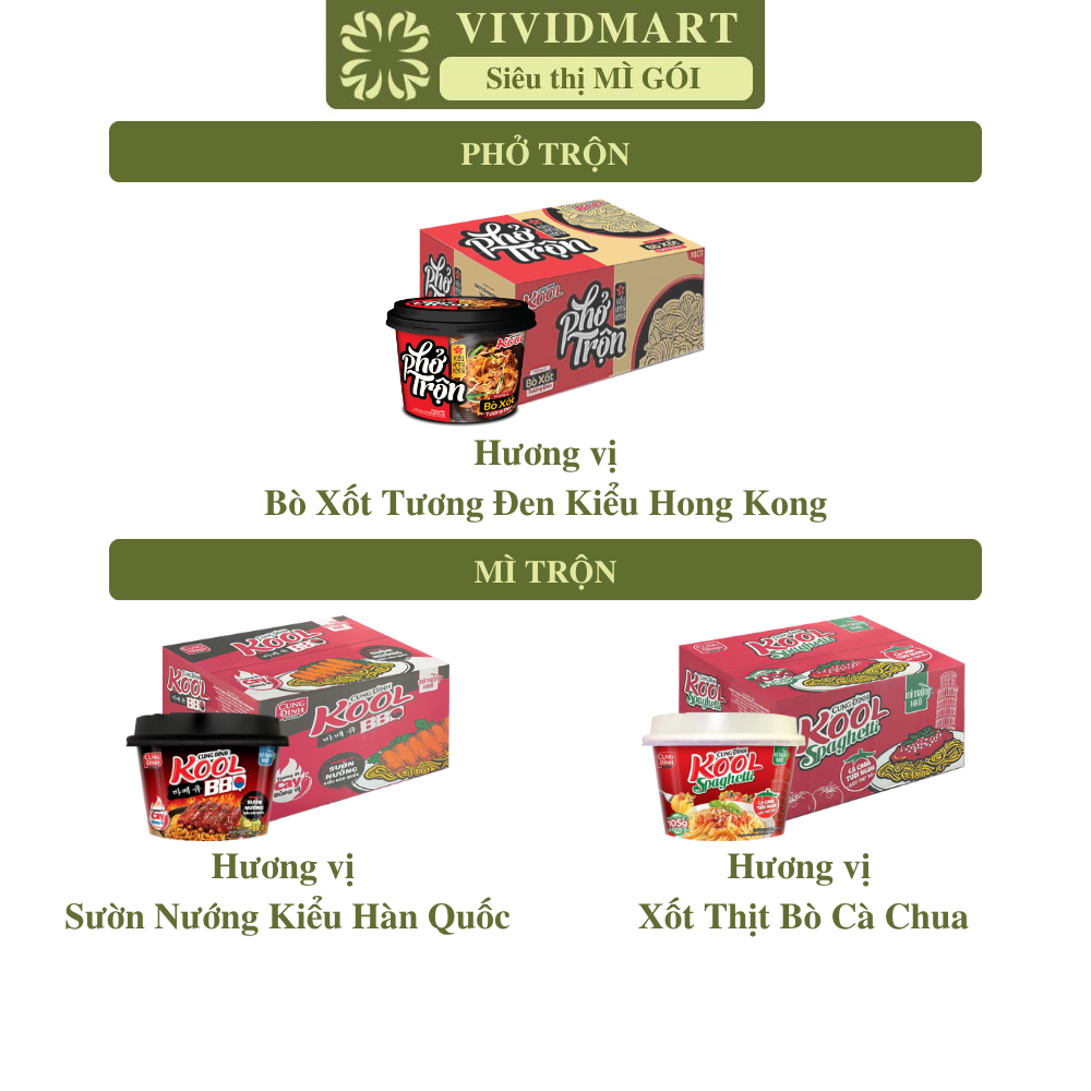 [THÙNG12TÔ]-AFOTECH - Tô Cung Đình Kool 3 vị: Spaghetti, BBQ, Phở trộn ...