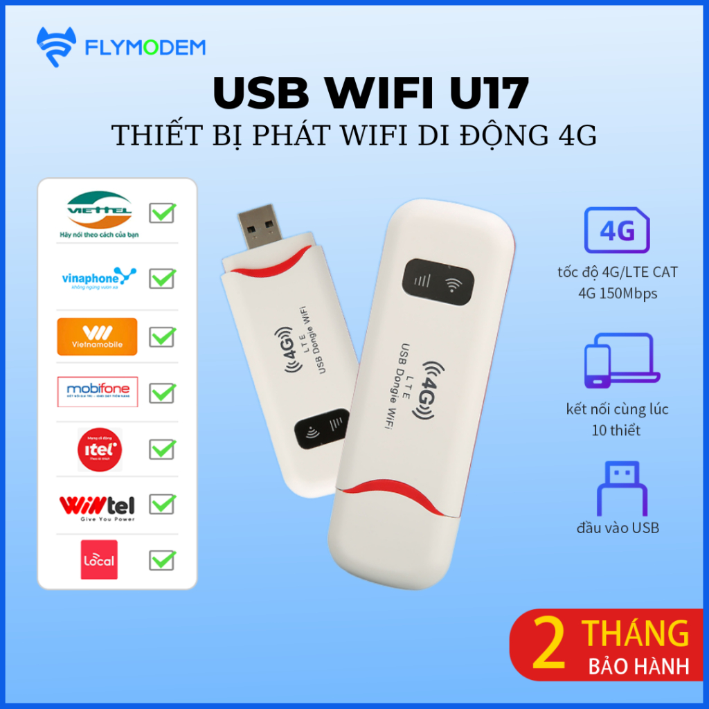 [TẶNG SIM DATA 4G] Thiết Bị Phát Wifi Di Động FLYMODEM U17 Kèm Cáp Đổi ...