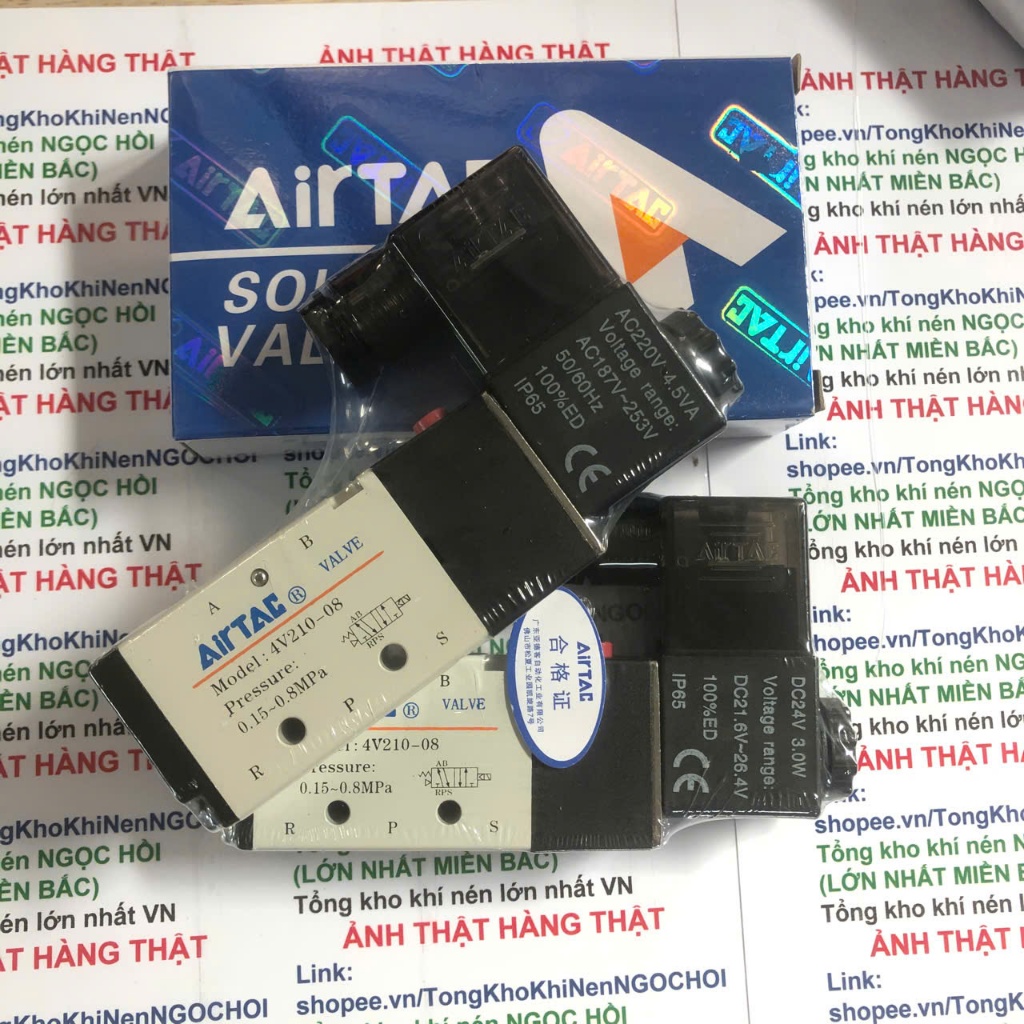 Van điện từ 5/2 Airtac 4v210-08 điện áp 220v 24V ẢNH THẬT | Shopee Việt Nam