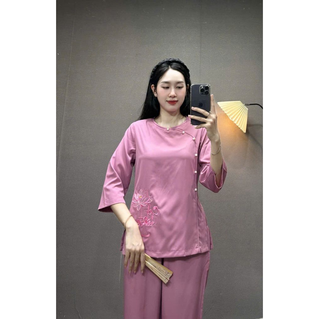 Đồ Lam Đi Chùa-Mẫu Kate Lụa Cát Tường Cao Cấp | Shopee Việt Nam