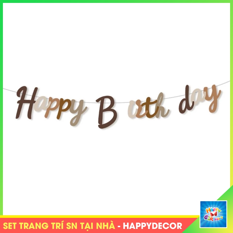 Dây treo chữ Happy Birthday màu nâu paster | Shopee Việt Nam