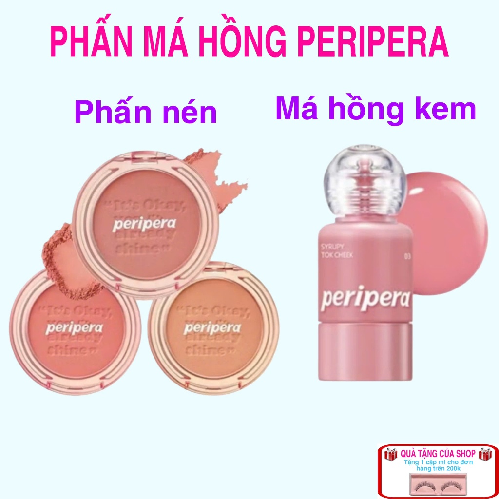 Phấn má hồng PERIPERA Pure Blushed Sunshine Cheek 4,2g và má hồng dạng ...