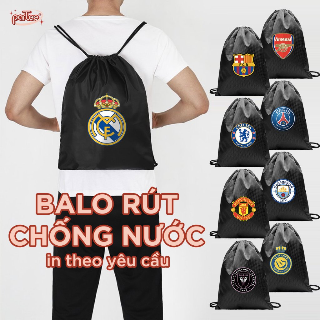 Balo Rút Dây Thể Thao Chống Nước In Logo Bóng Đá | Shopee Việt Nam