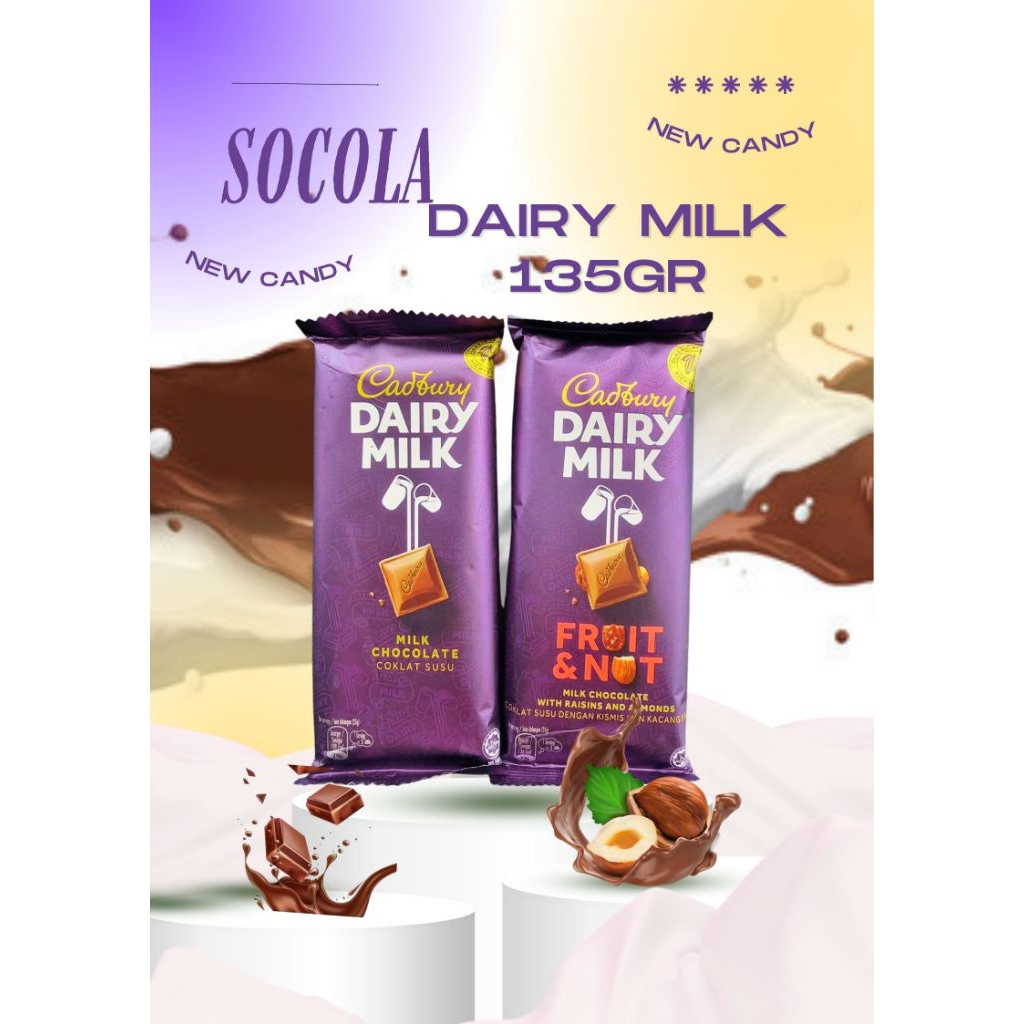 Socola Dairy milk 135gr sữa, trái cây & hạt 130gr | Shopee Việt Nam