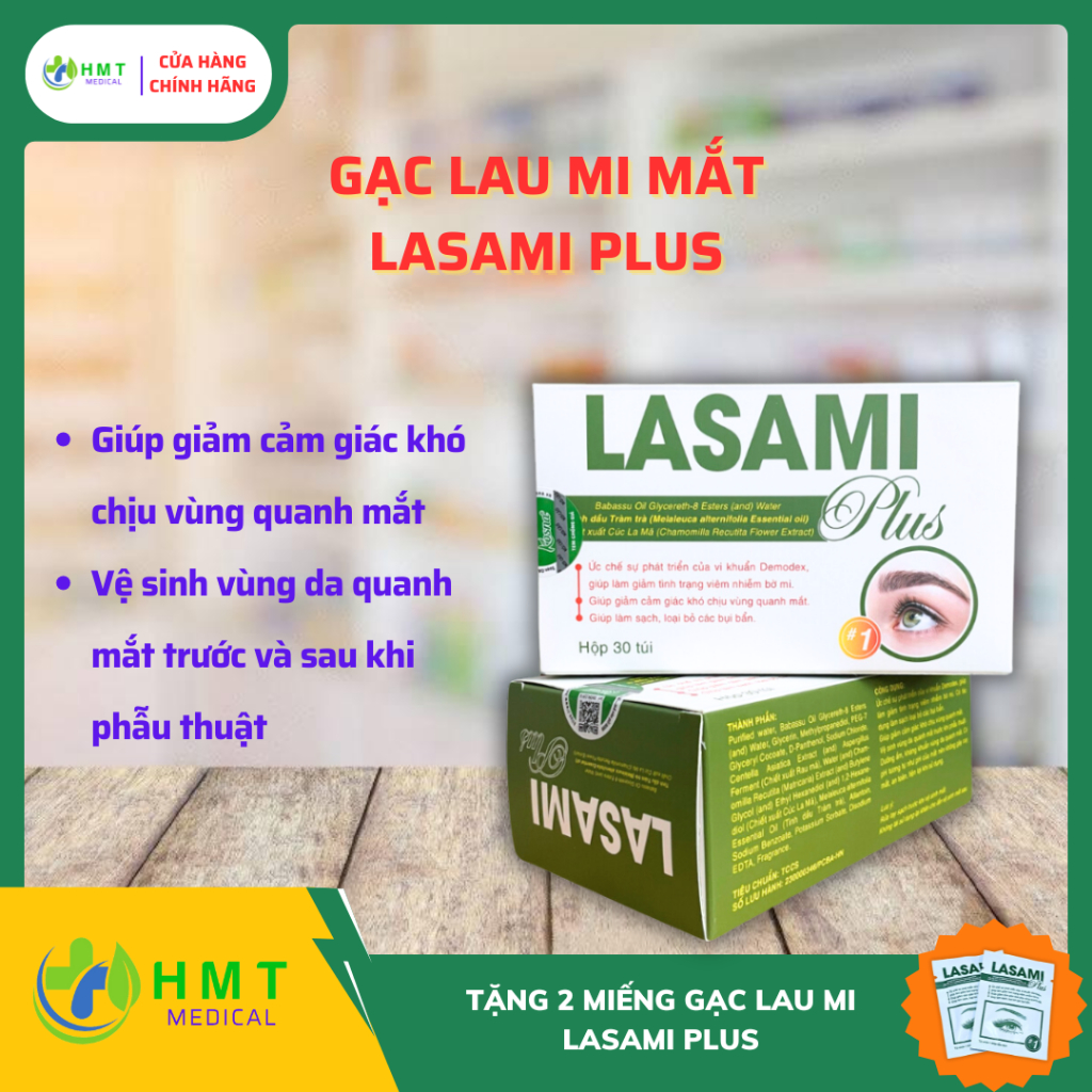 Gạc Lau Mi Mắt LASAMI PLUS Giúp Vệ Sinh Bờ Mi Làm Sạch và Loại Bỏ Bụi ...