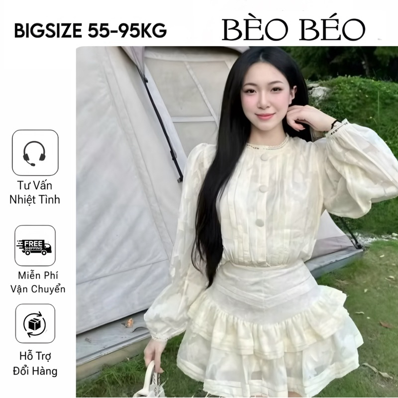 [ BÈO BÉO BIGSIZE ] VÁY TIỂU THƯ THIẾT KẾ NÚT BỌC TƠ HOA ĐUÔI XOÈ BỒNG ...