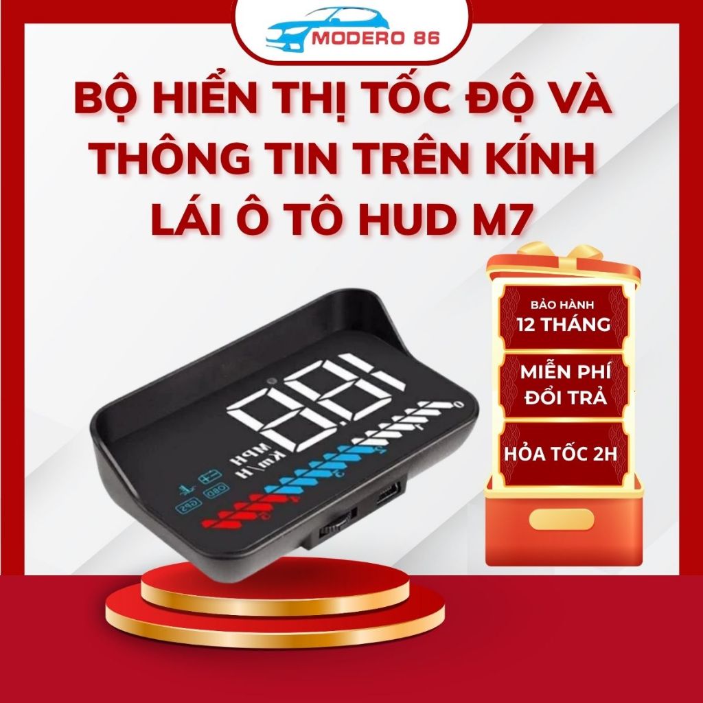 Bộ Hiển Thị Tốc Độ Và Thông Tin Trên Kính Lái Ô tô HUD M7, Kết Nối Qua OBD GPS Hiển thị sắc nét ...