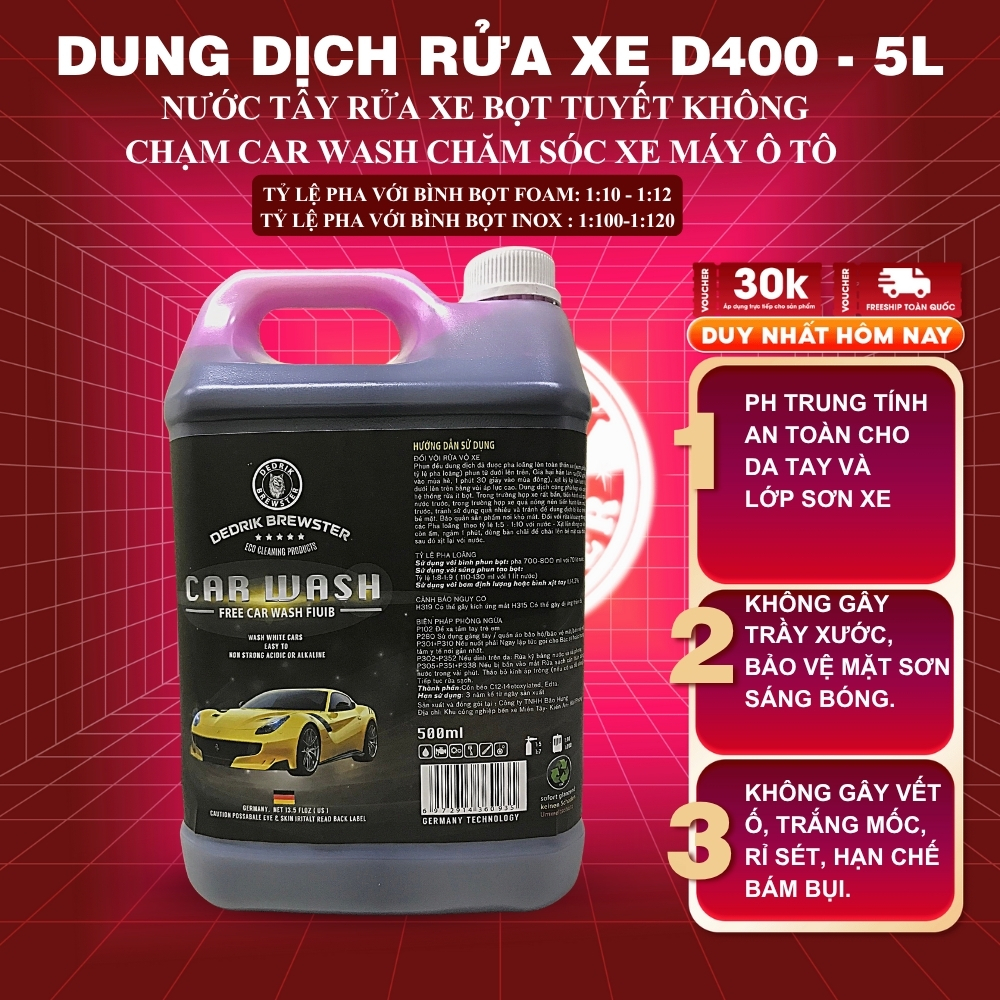 Dung Dịch Rửa Xe Có Chạm D400 Nước Tẩy Rửa Xe Bọt Tuyết Hồng Car Wash ...