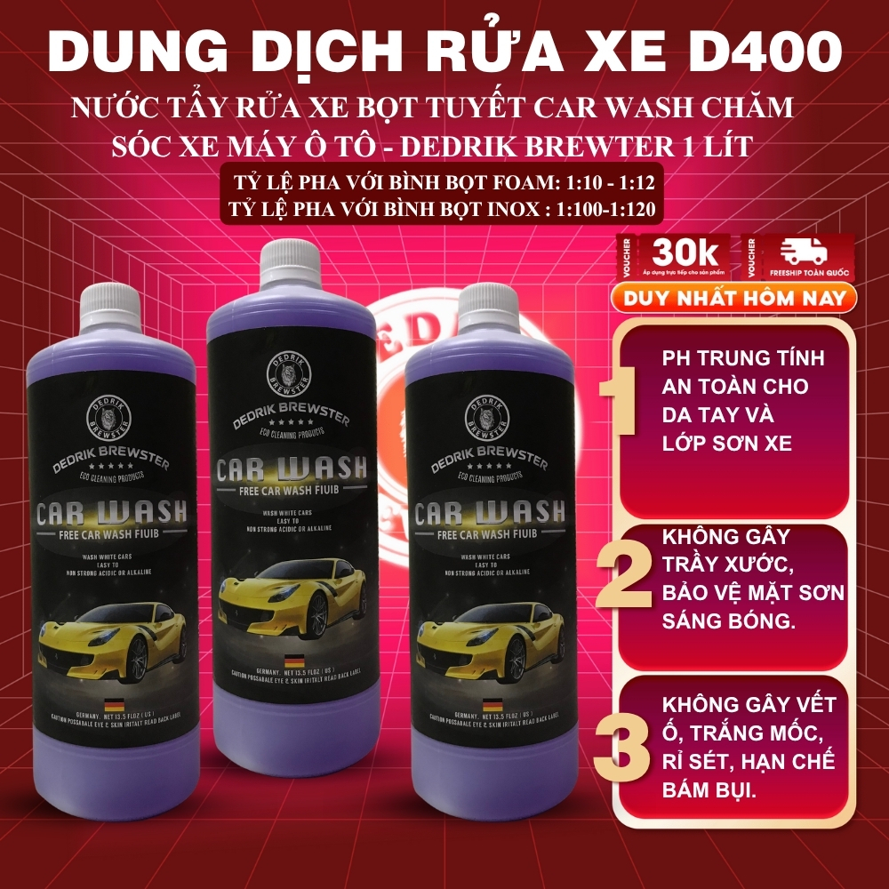 Dung Dịch Rửa Xe Có Chạm D400 Nước Tẩy Rửa Xe Bọt Tuyết Hồng Car Wash ...