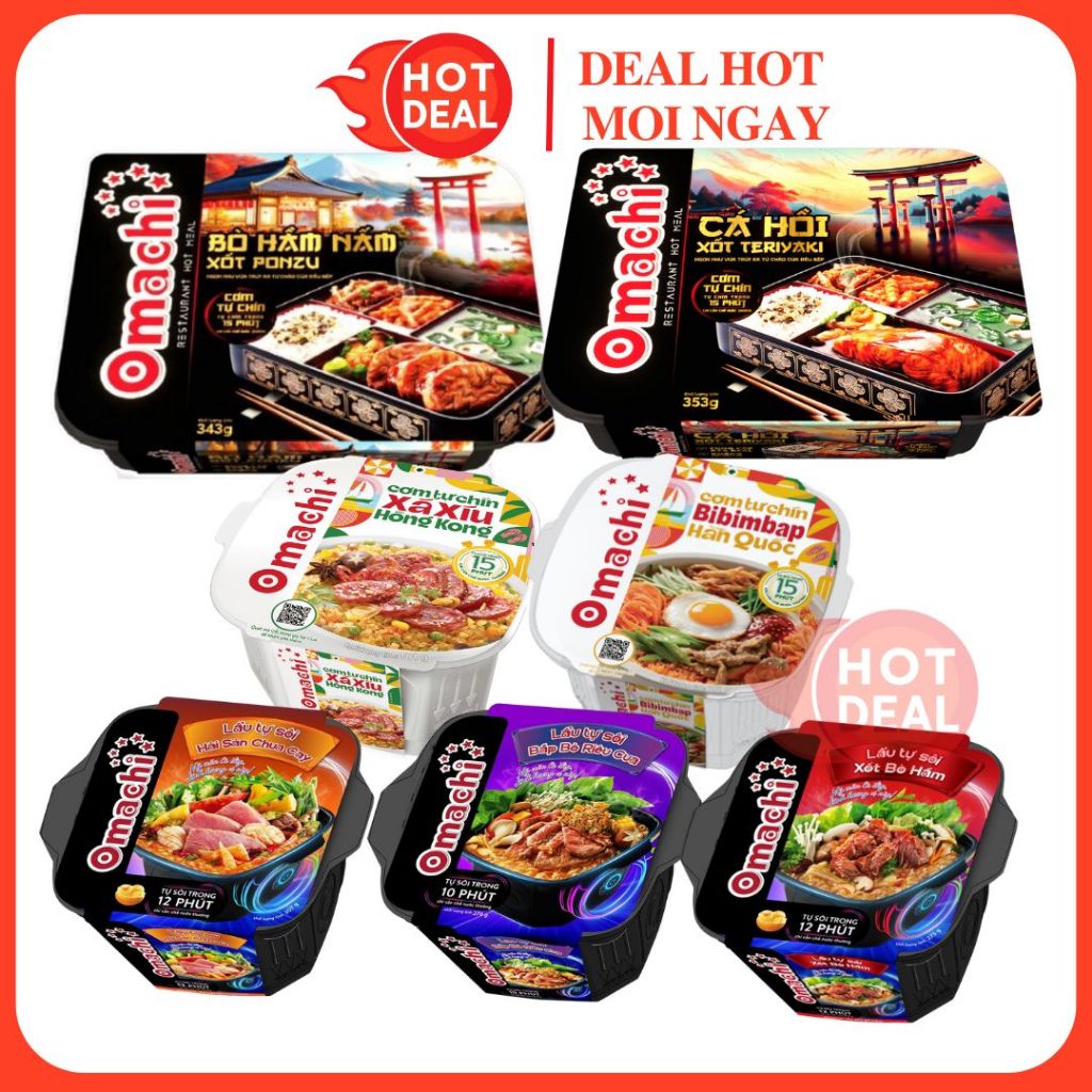 Cơm Tự Chín/Lẩu Tự Sôi OMACHI Cá Hồi Xốt Teriyaki/Bò Hầm Nấm Xốt Ponzu ...