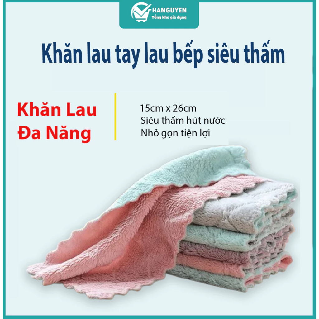 Khăn lau tay lau bếp siêu thấm, vải dệt bông dày mềm mại hút nước mạnh ...