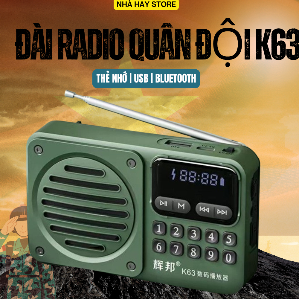 Máy Nghe Đài Radio K63 Quân Đội – FM Dài Sóng, Bluetooth, Thẻ Nhớ ...