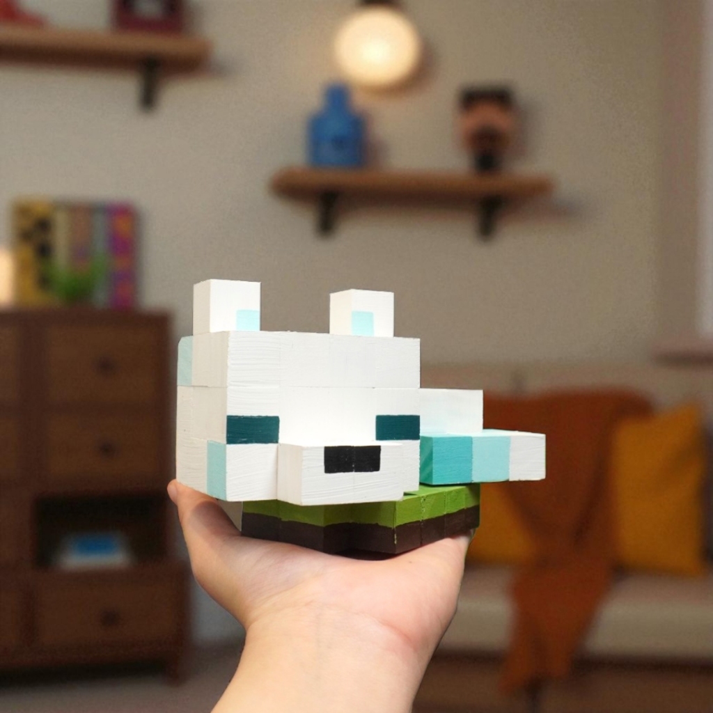 Mô Hình Gỗ Minecraft Snow Fox | Cáo Tuyết size S (Tô Sẵn & KIT Tự Tô ...