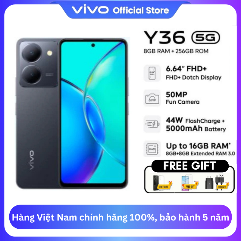 Bảo hành 5 năm Điện thoại Vivo Y36 5G [8GB + 256GB] Chipset IPS LCD 6,64 inch Pin 5000mAh Sạc ...