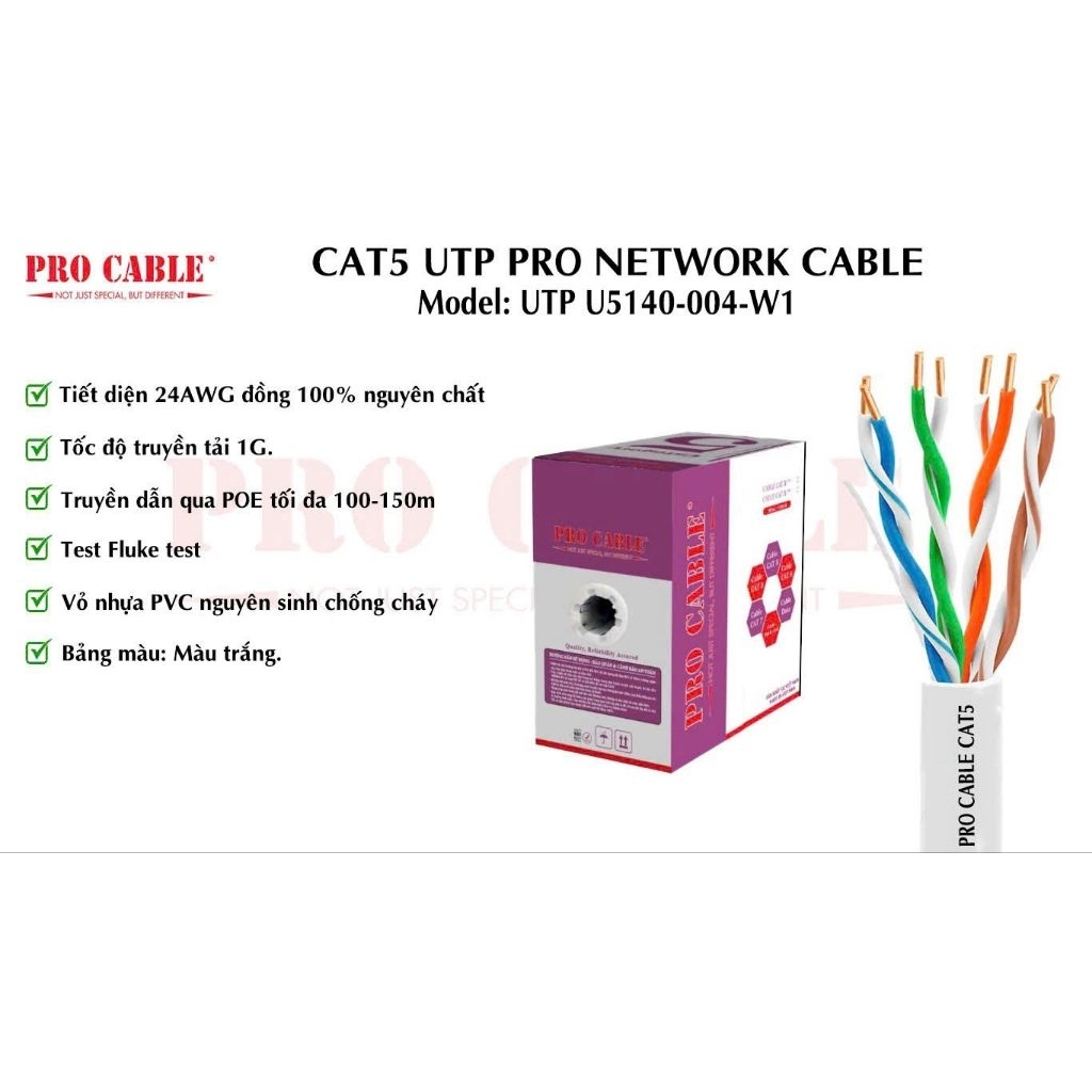 cáp mạng cat5 UTP PROCAP lõi đồng | Shopee Việt Nam
