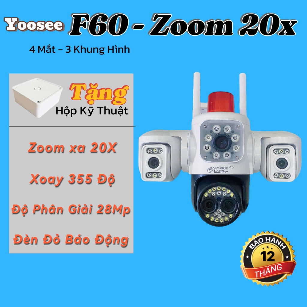 (Tặng Hộp KT)Camera Yoosee 3 MẮT MÁY BAY ĐỘC LẬP SIÊU ZOOM,xoay 3 mắt ...